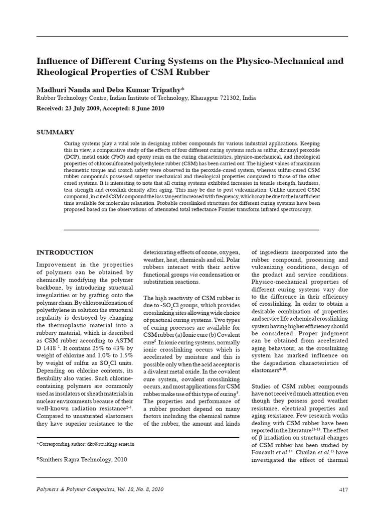 CSM Rubber Curing | Download Free PDF | Cross Link | Polymers