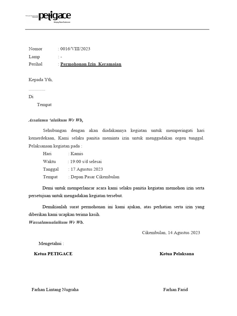 Surat Undangan Lomba Fashion Show | PDF