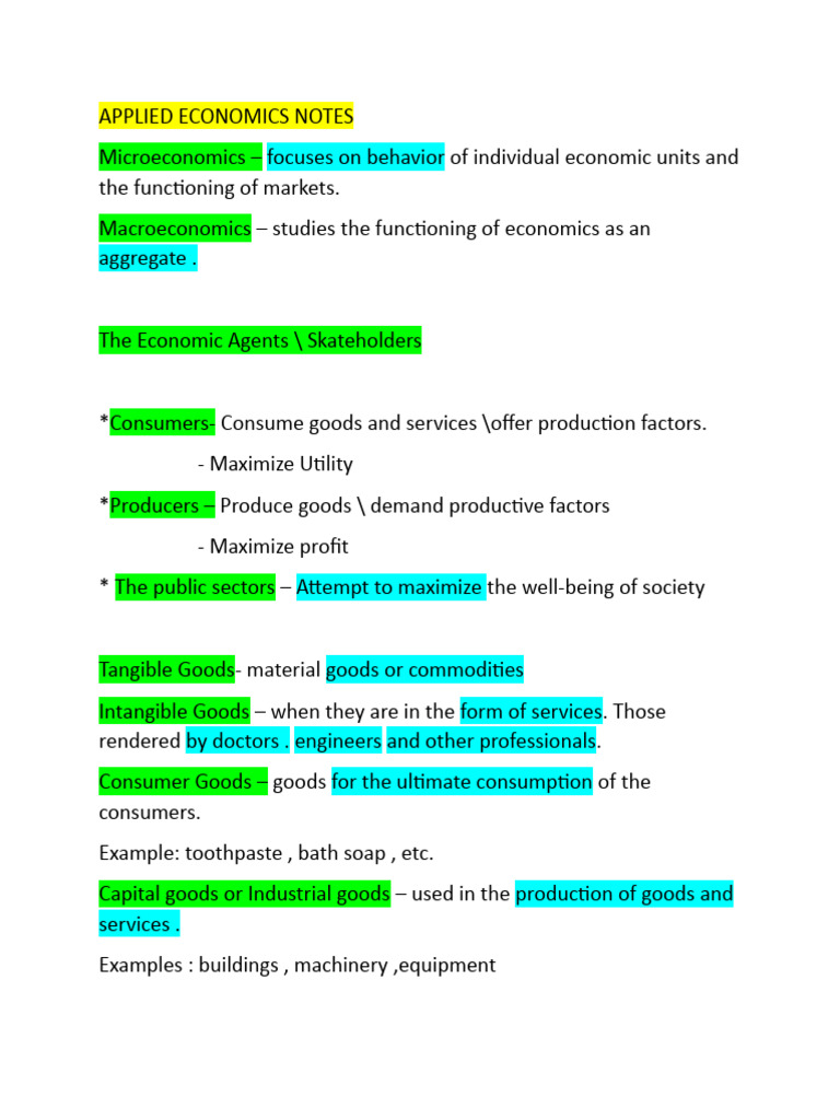 Overview of Applied Economics Concepts | PDF