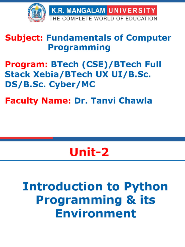 Dr Tanvi Focp Unit 2 Session 1 Ppt Revised Pdf Python Programming Language Databases 