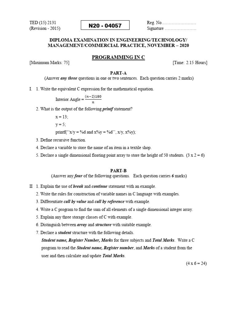 C Programming Exam Guide | PDF | String (Computer Science) | Matrix (Mathematics)