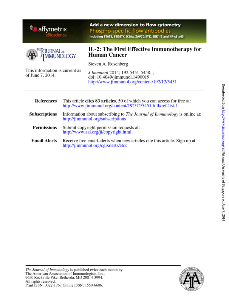 IL-2: The First Effective Immunotherapy For Human Cancer | PDF ...