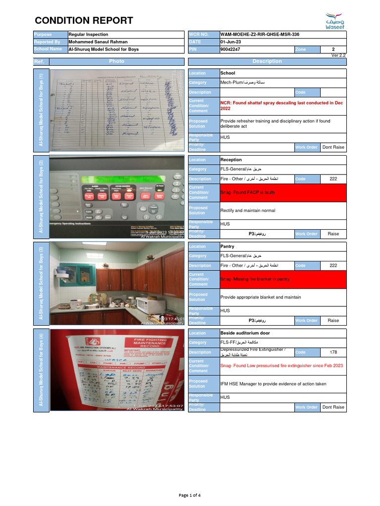 WAM-MOEHE-Z2-RIR-QHSE-MSR-336-Al-Shuruq Model School For Boys | PDF | Safety
