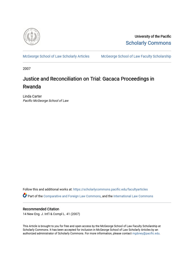 Justice and Reconciliation On Trial - Gacaca Proceedings in Rwanda | PDF
