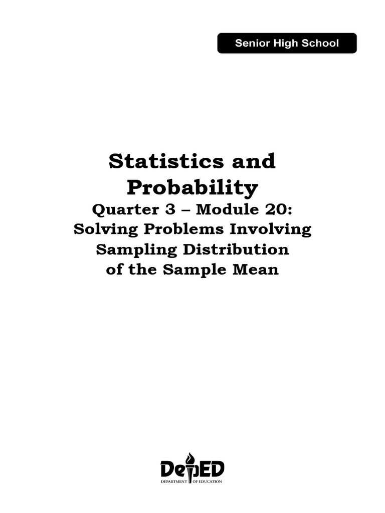 SaP 3Q M20 W08 Student | PDF | Standard Error | Standard Deviation
