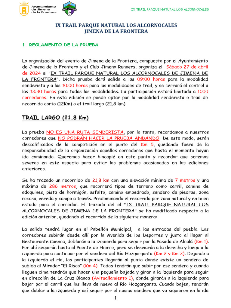 Proyecto v2 2024. Ix Trail Normativa Corta y Larga | PDF | Sendero | La carretera