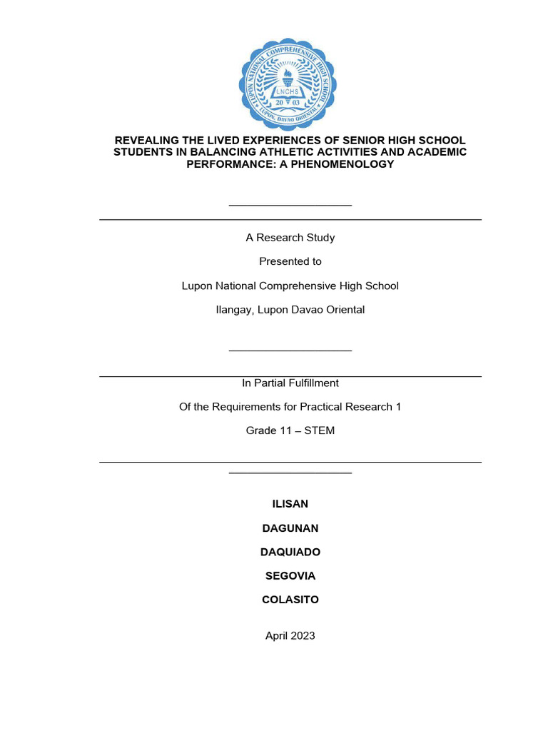 Revealing the Lived Experiences of Senior High School Students in ...