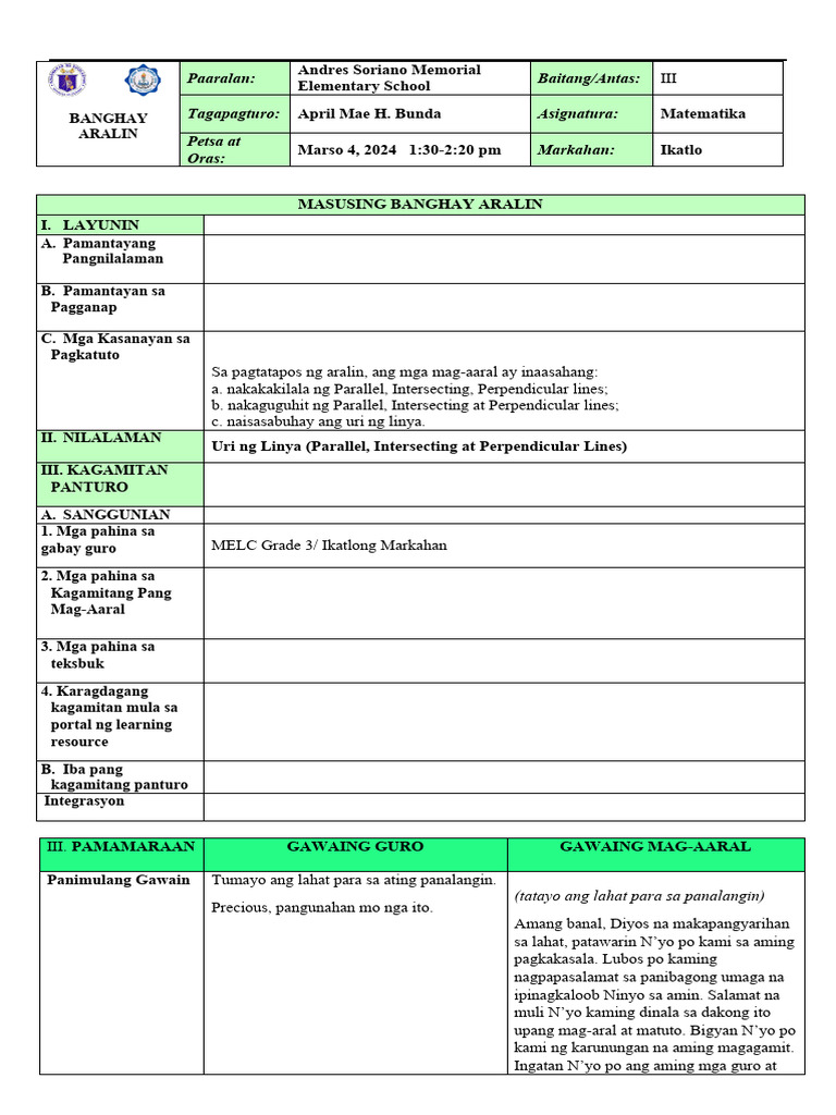 Math Parallel Intersecting and Perpendicular Lines 2 | PDF