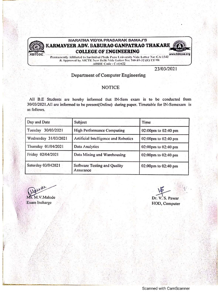Insem Notice BE Students Merged Compressed | PDF