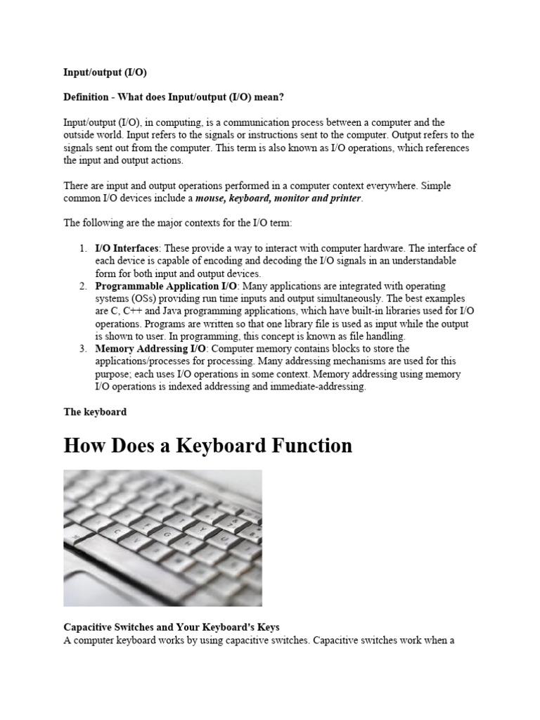Input Output-Keyboard and Monitor-1 | PDF | Computer Monitor | Input/Output