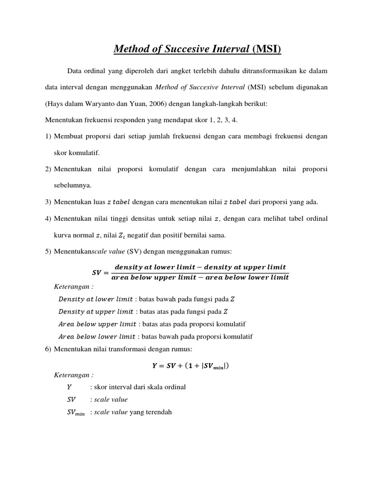 Method of Succesive Interval (MSI) | PDF