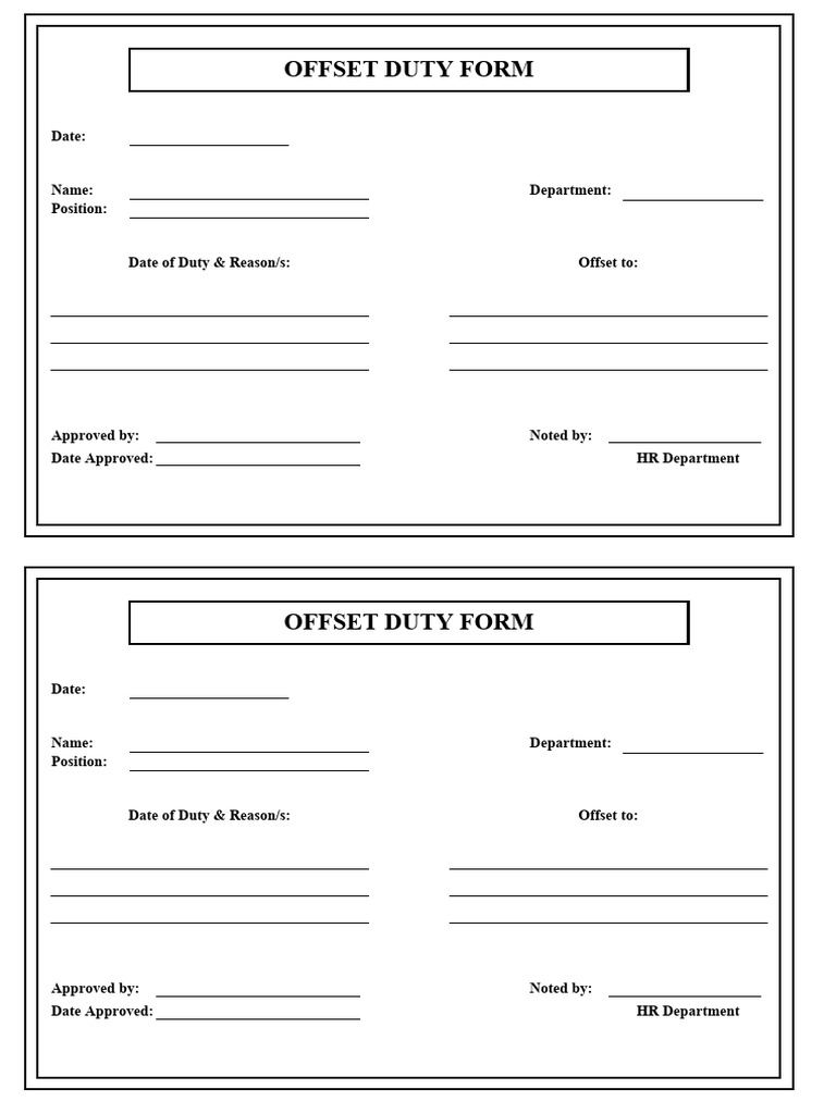 Offset Duty Request Form | PDF