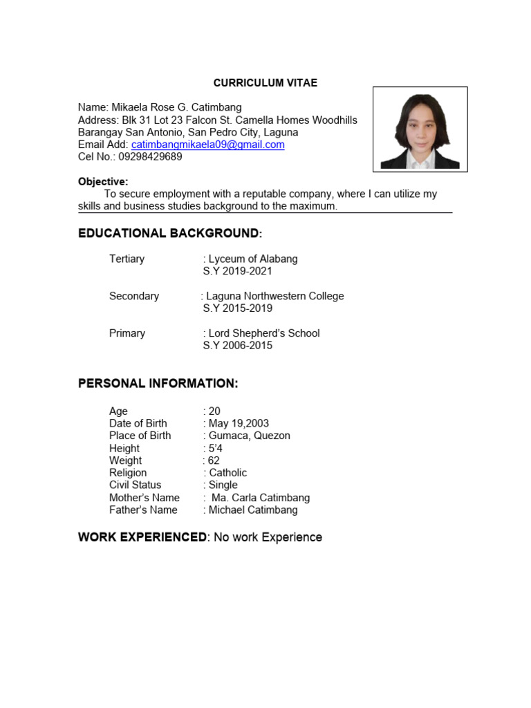 Catimbang CV2023 | PDF