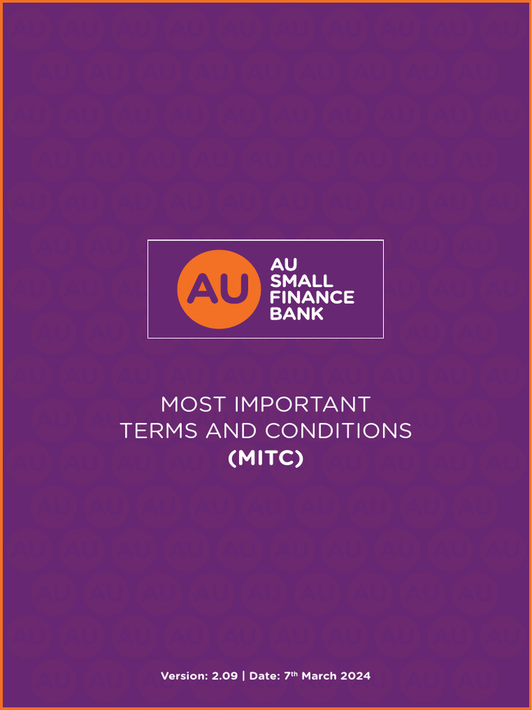 AU Small Finance Bank Credit Card MITC | PDF | Credit Card | Debit Card