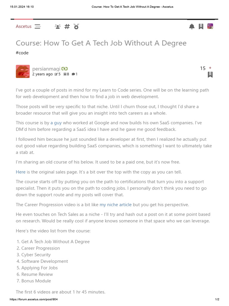 Course - How To Get A Tech Job Without A Degree | PDF | Internet ...