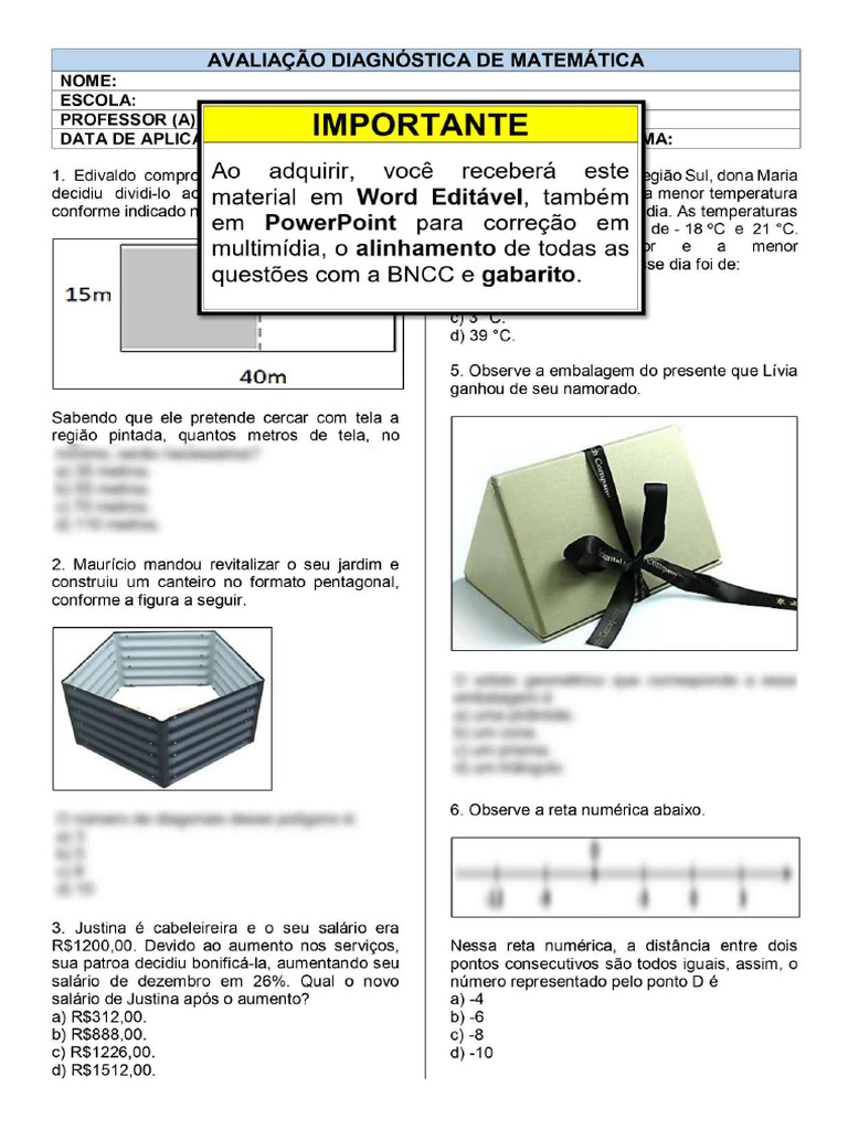 Amostra 9o Ano Matematica | PDF