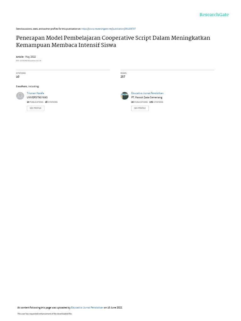 Cooperative Script Tingkatkan Membaca | PDF