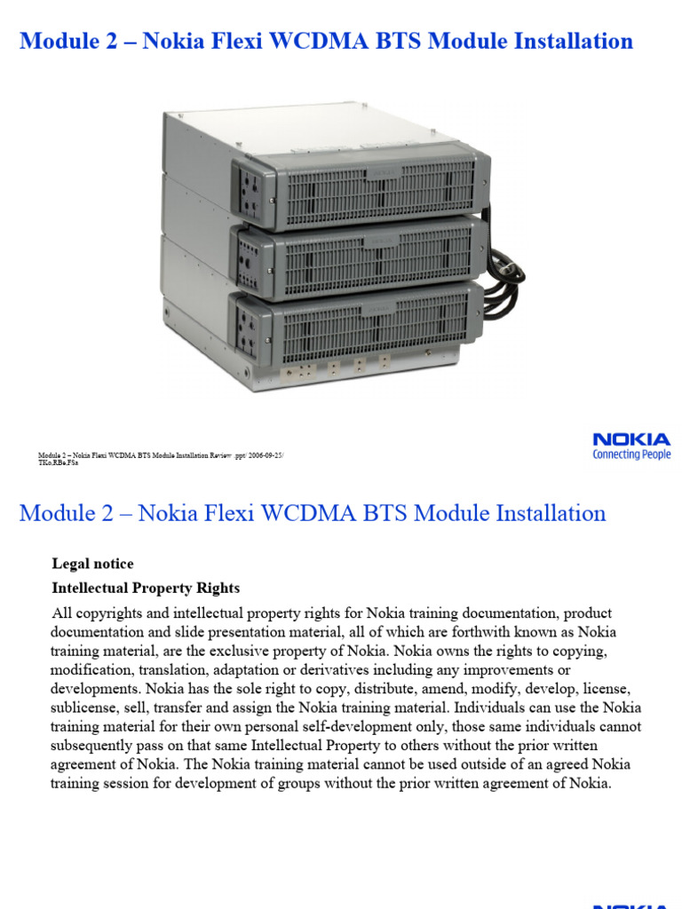 20-Nokia Flexi WCDMA BTS Module Installation | PDF | Electrical ...