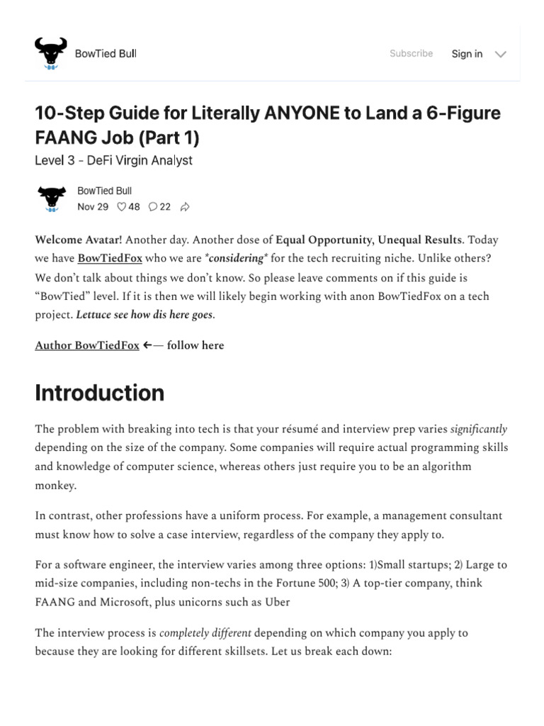 10-Step Guide For Literally ANYONE To Land A 6-Figure FAANG Job | PDF | Time Complexity | Object ...