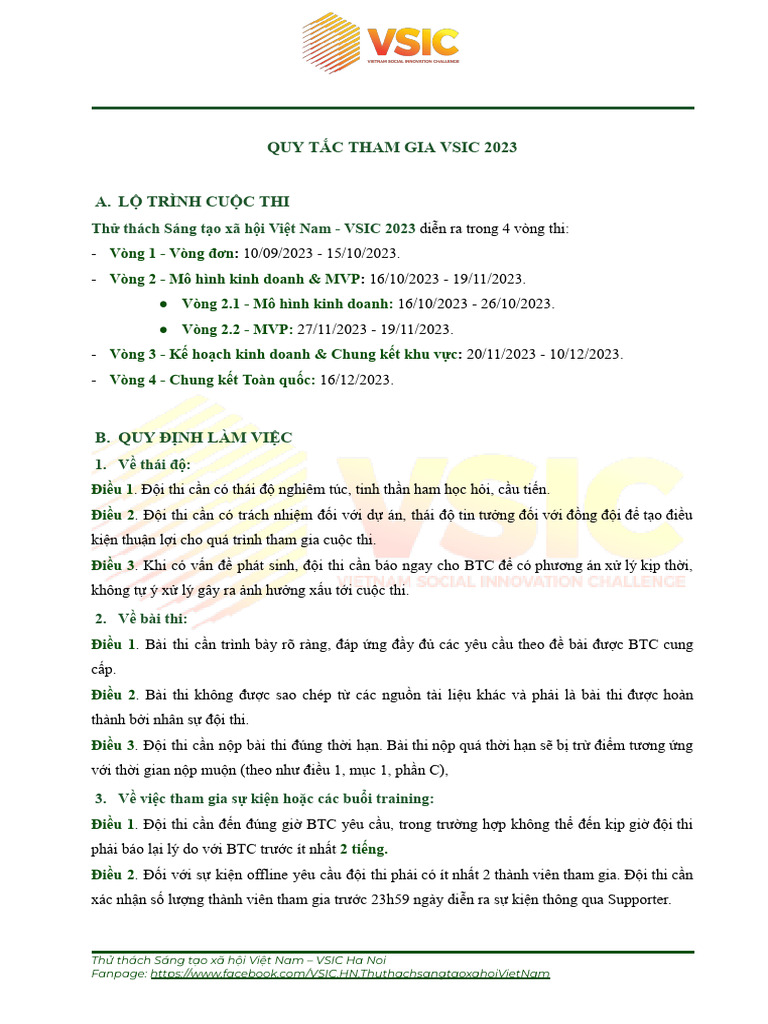 VSIC 2023 - QUY TẮC THAM GIA VSIC 2023 | PDF