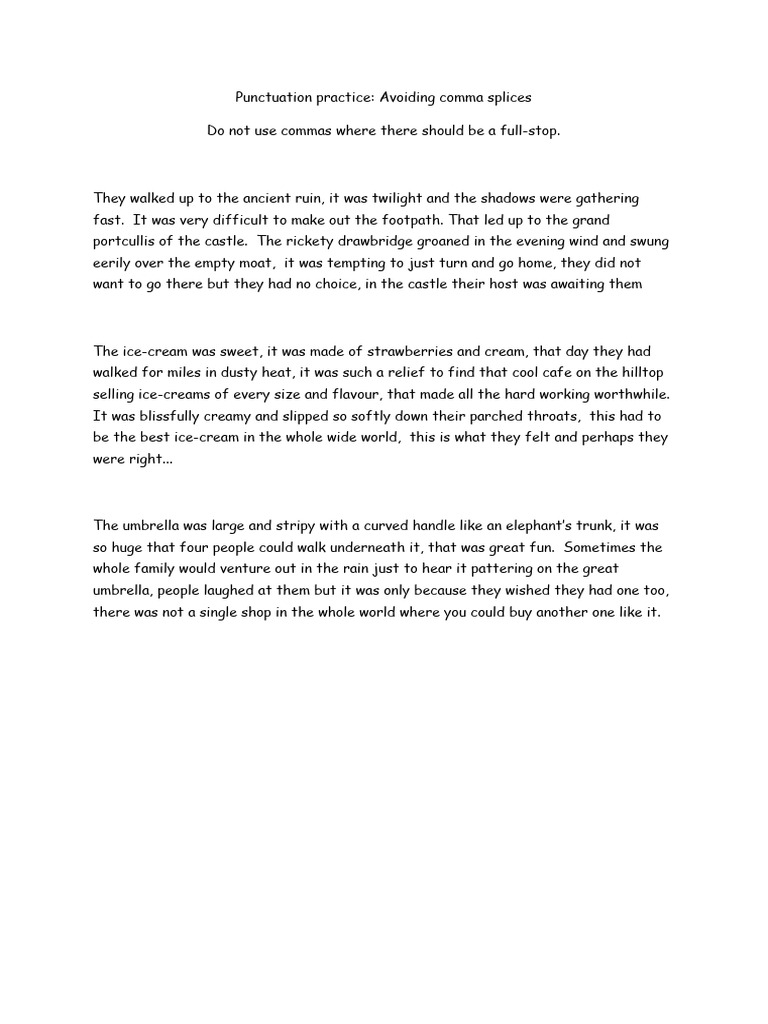 Comma Splice Correction Guide | PDF