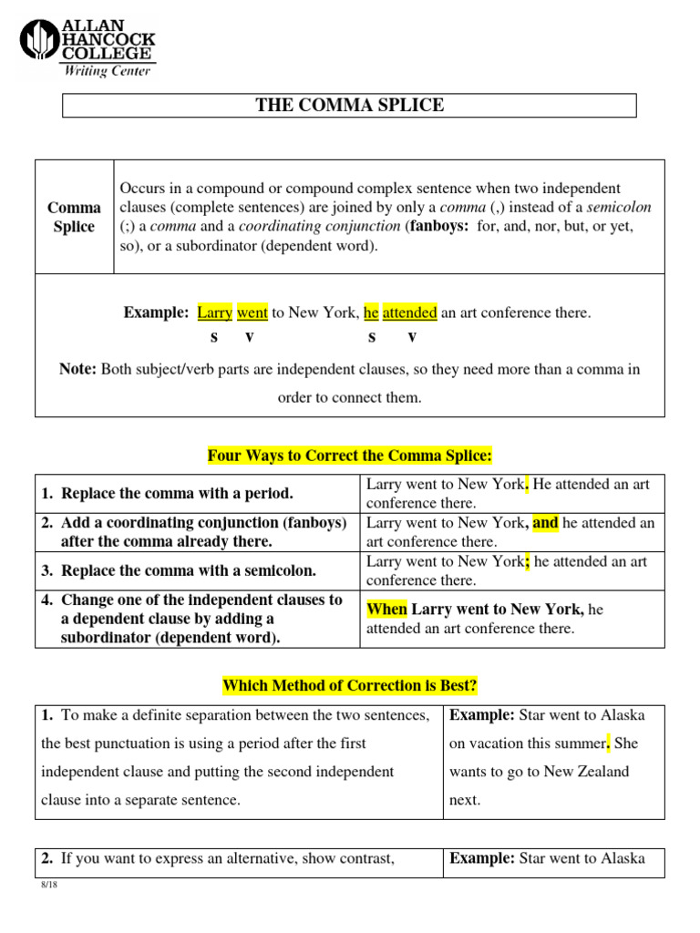 Comma Splices With Exercises | PDF | Comma | Semantic Units