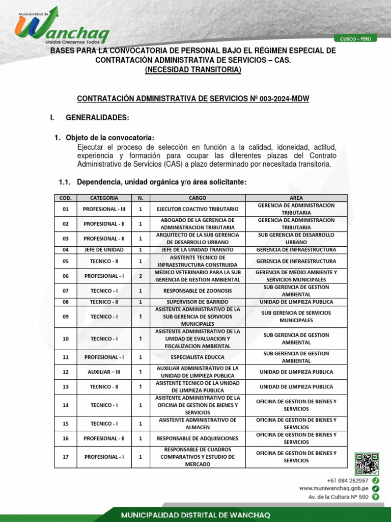 Convocatoria CAS 2024: Plazas Disponibles | PDF | Derecho laboral ...