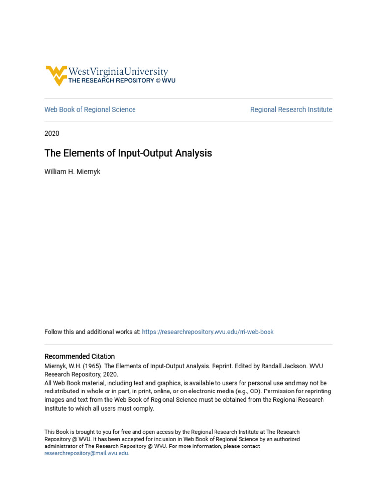 The Elements Of Input Output Analysis Pdf Neoclassical Economics