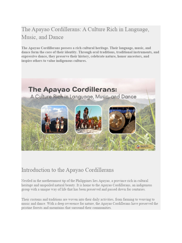 Cordi101 - Apayao History and Soci-Cultural Heritage | PDF | Musical ...