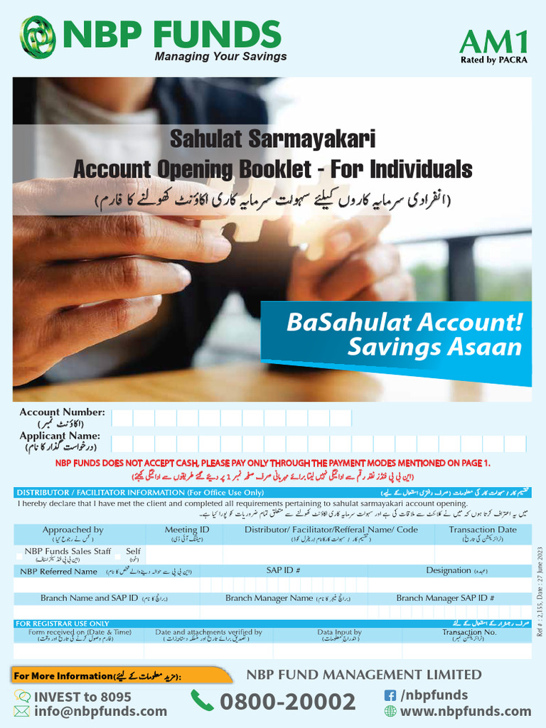 NBP Sahulat Sarmayakari Form 27 June 2023 | PDF | Cheque | Investing