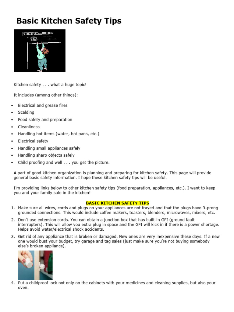 Basic Kitchen Safety Tips | PDF | Kitchen | Knife