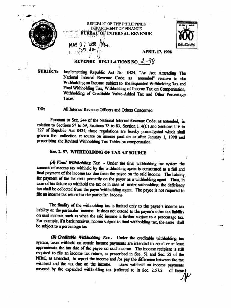 00 RR No. 2-98 (2) | PDF