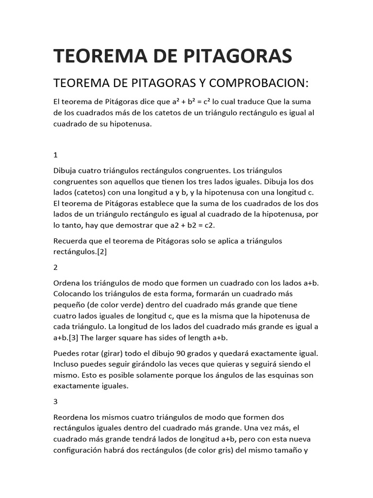 TEOREMA DE PITAGORAS | PDF | Triángulo | Geometria clasica