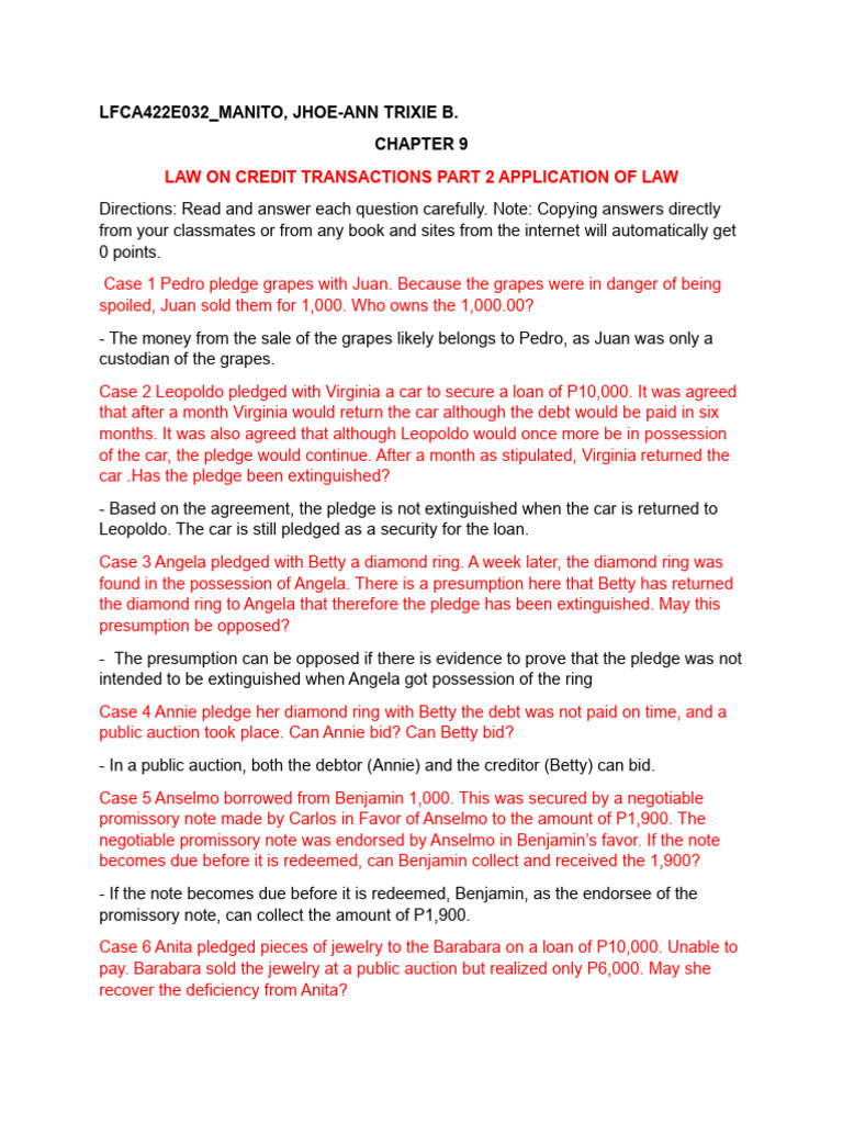 Manito Olinteg03 Act.9-10 | PDF | Mortgages | Promissory Note