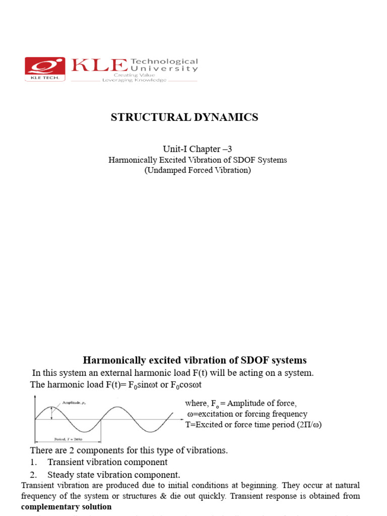 Structural Dynamics: Unit-I Chapter - 3 | PDF | Oscillation | Applied Mathematics