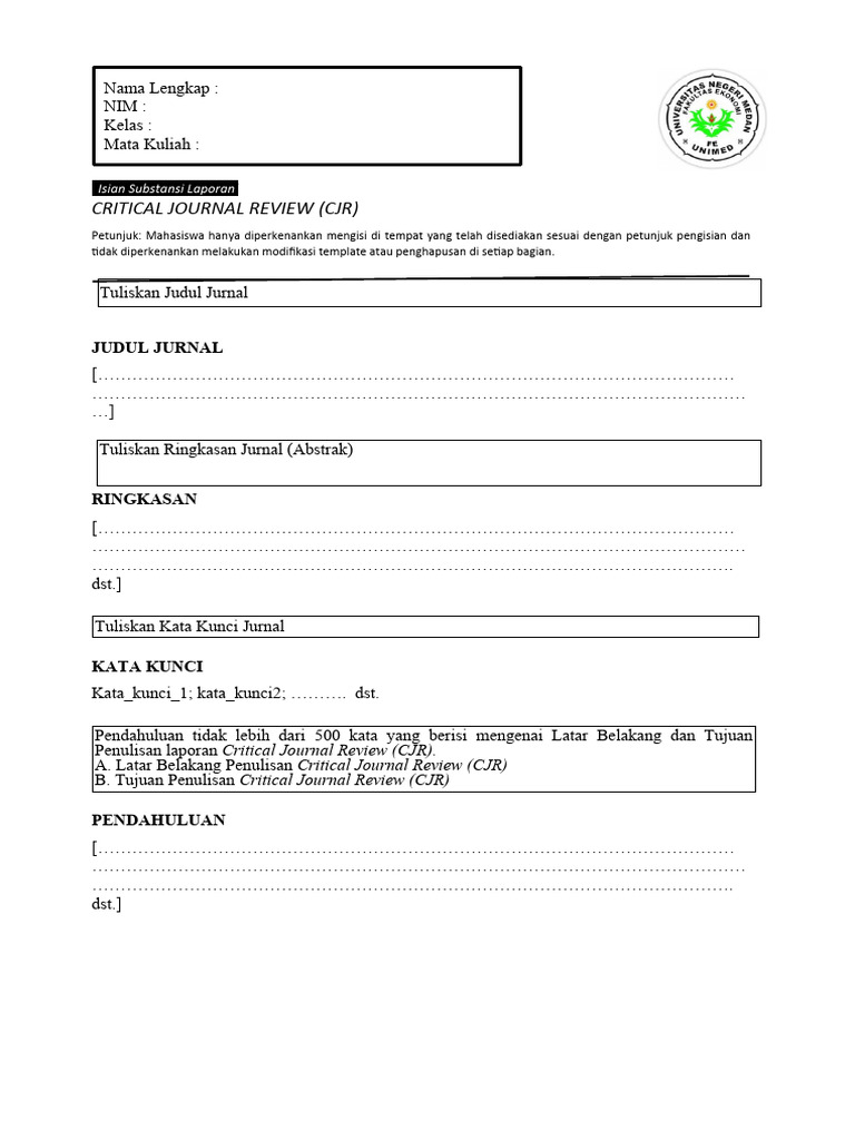 Format dan Panduan CJR Unimed | PDF