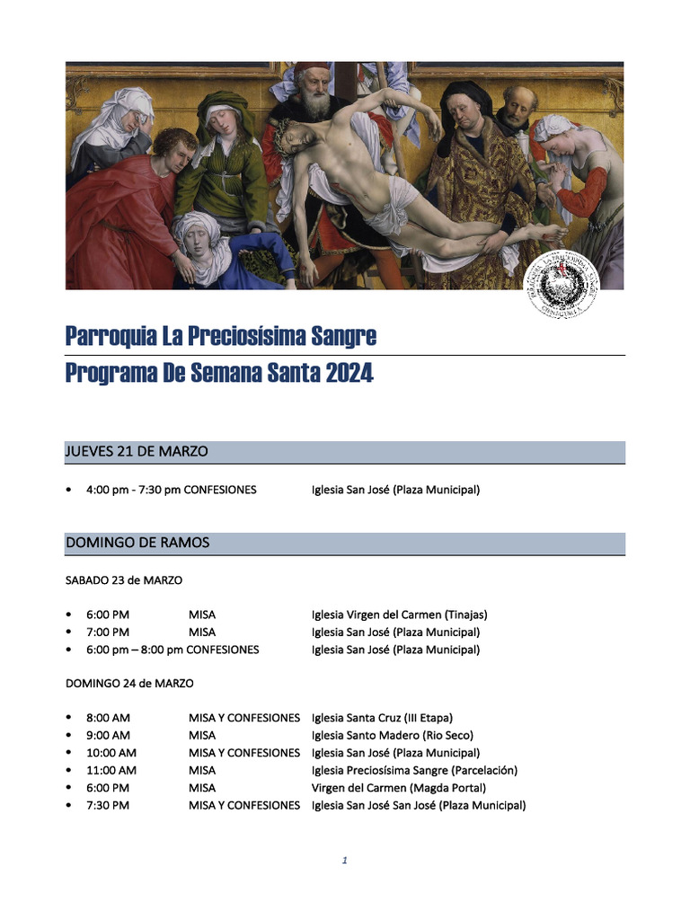 PROGRAMA DE SEMANA SANTA 2024 | PDF | Liturgia Catolica | Prestado