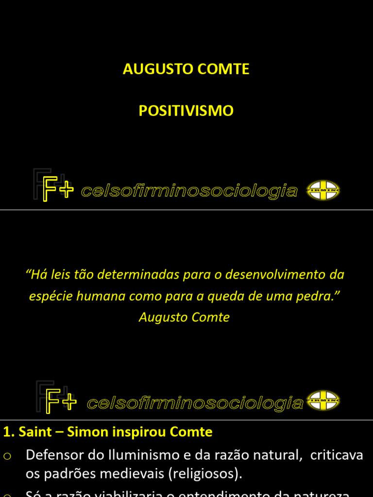 AUGUSTE COMTE E O POSITIVISMO 2023 | PDF | Science | Sociologia