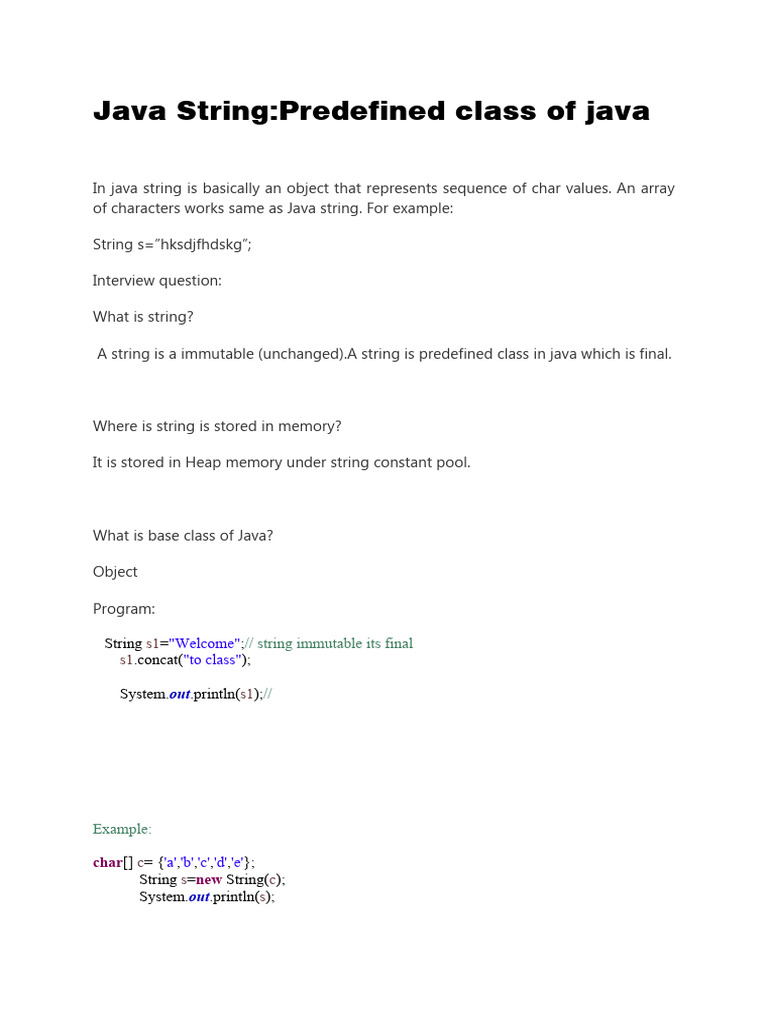 Java String | Download Free PDF | String (Computer Science) | Java ... Java String | Download Free PDF | String (Computer Science) | Java ...