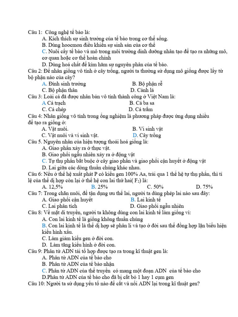 Sinh KTTX Hkii | PDF