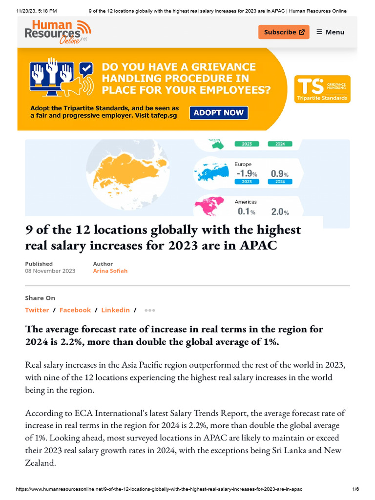 APAC Salary Increases 2023 Insights | PDF | Inflation | Economic Problems