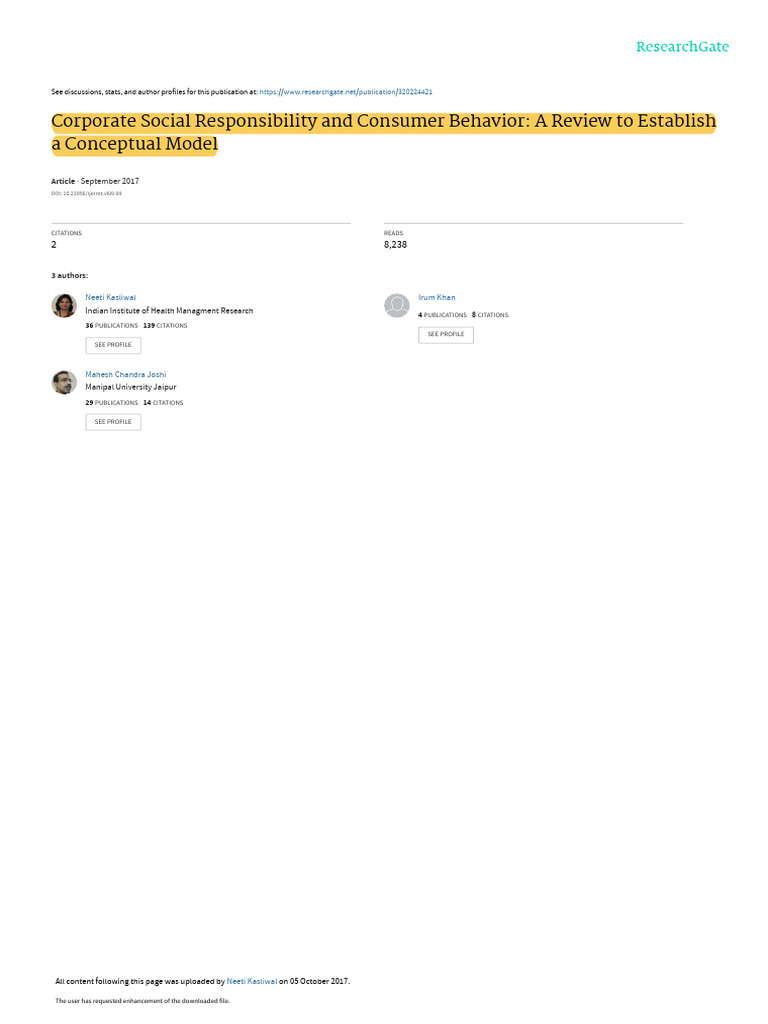 Mô Hình | PDF | Corporate Social Responsibility | Consumer Behaviour