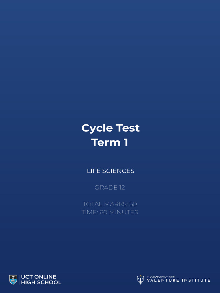 Grade 12 Life Sciences Cycle Test | PDF | Life Sciences | Biology