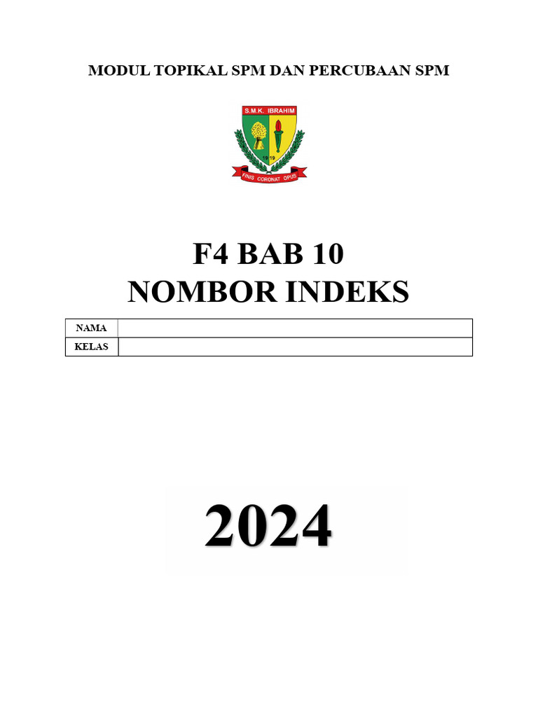 2024 F4 Bab 10 Nombor Indeks | PDF