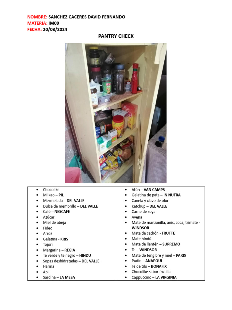 PANTRY CHECK | PDF