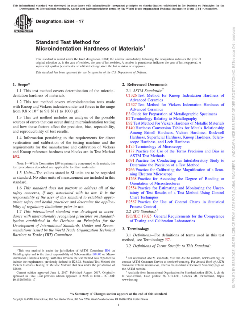 ASTM E384 Rev. 0 | PDF | Tests | Applied And Interdisciplinary Physics