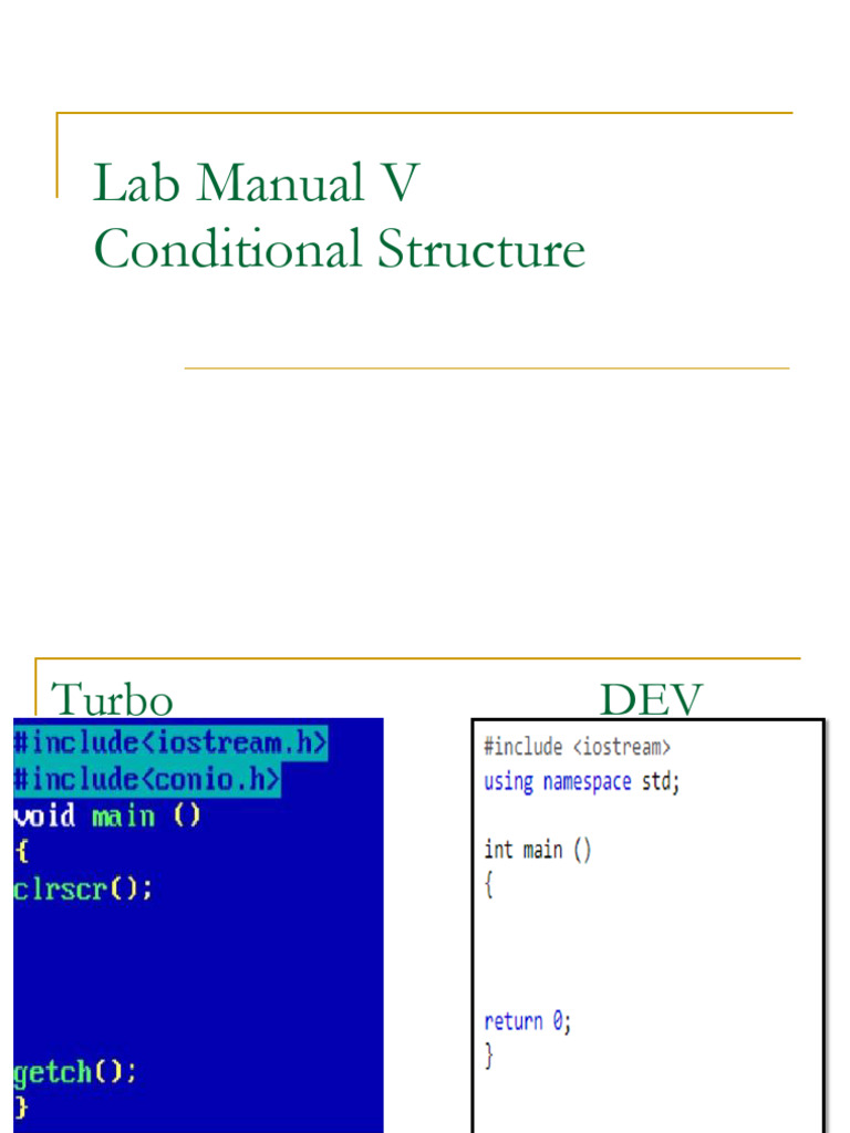 Lab Manual V Conditional Structure | PDF | Namespace | Software Development
