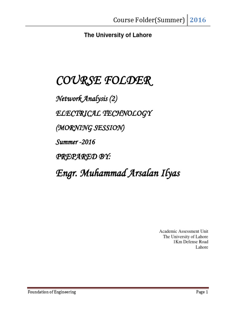 Network Analysis Course Folder 2016 | PDF | Educational Assessment And ...