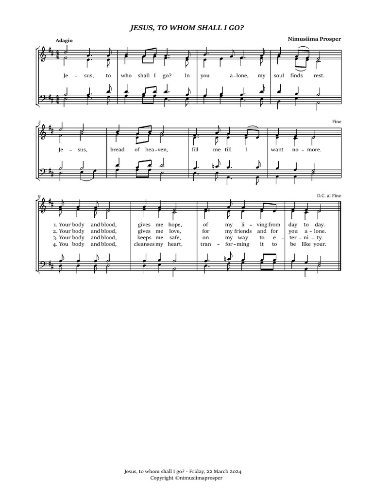 (Comm) Jesus, To Whom Shall I Go - Nimusiima Prosper | PDF