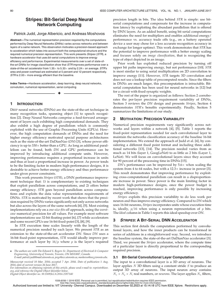 2017-Stripes Bit-Serial Deep Neural Network Computing | PDF | Deep Learning | Artificial Neural ...
